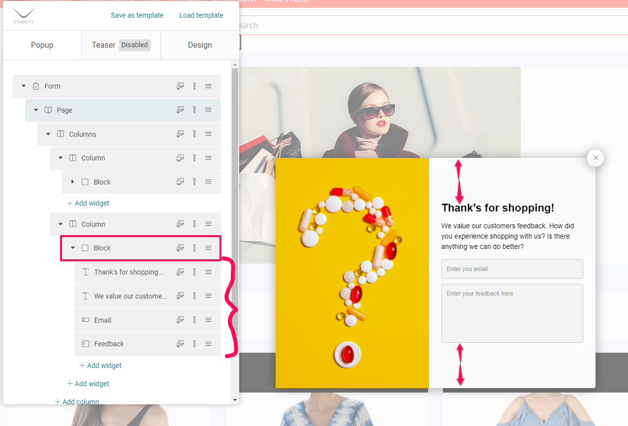Popup widgets – Symplify New Conversion